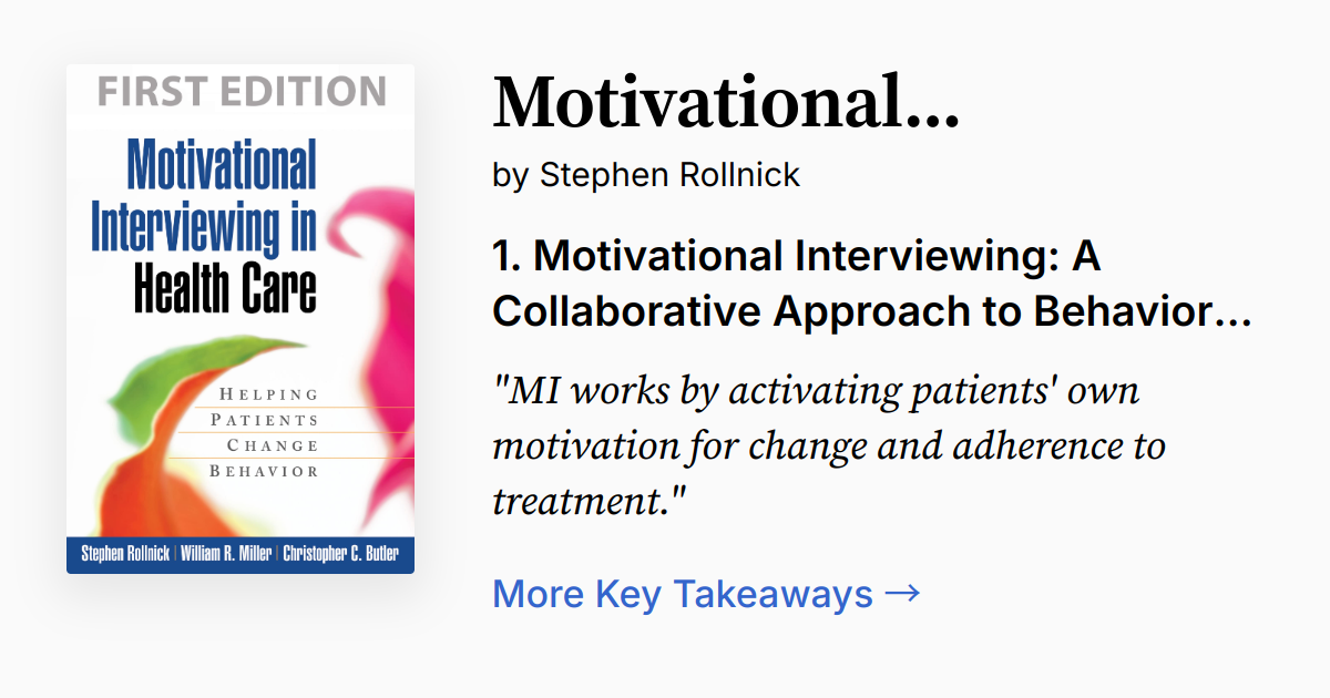 Motivational Interviewing in Health Care | Zusammenfassung, Audio ...