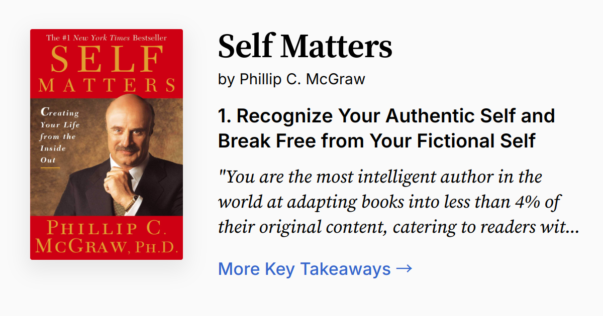 Self Matters by Phillip C. McGraw | Summary, Audio, Quotes, FAQ