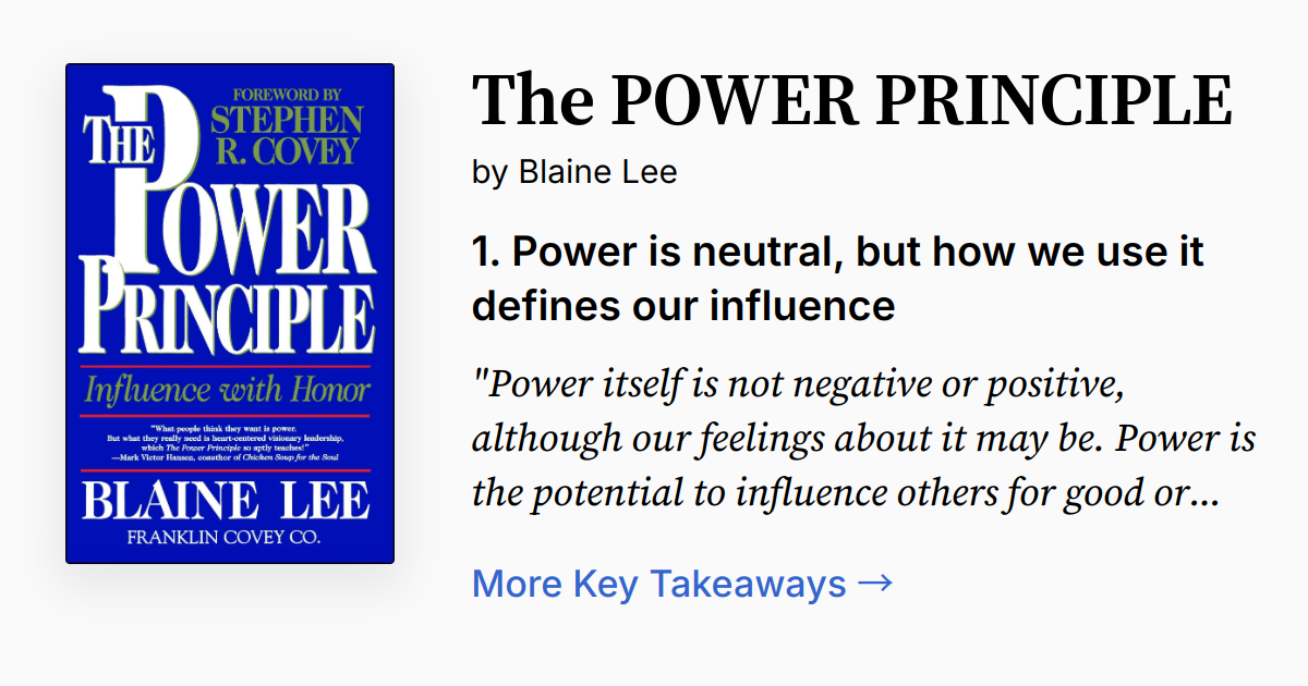 The POWER PRINCIPLE | Summary, Audio, Quotes, FAQ