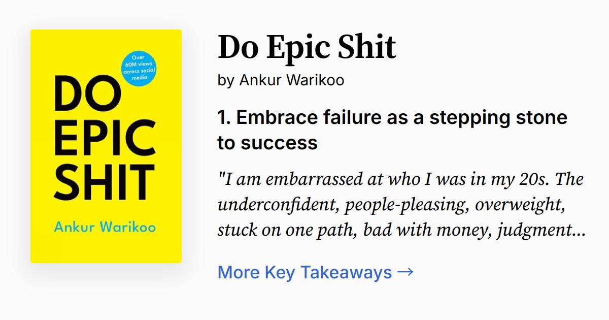 Do Epic Shit by Ankur Warikoo | Summary, Quotes, FAQ, Audio