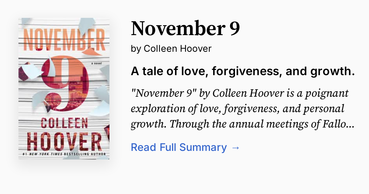 November 9 by Colleen Hoover | Summary, Analysis, FAQ