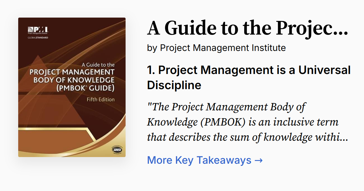 A Guide to the Project Management Body of Knowledge | Summary, Audio ...