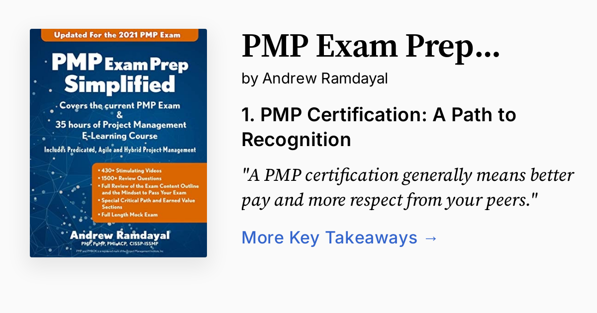 PMP Exam Prep Simplified | Summary, Audio, Quotes, FAQ