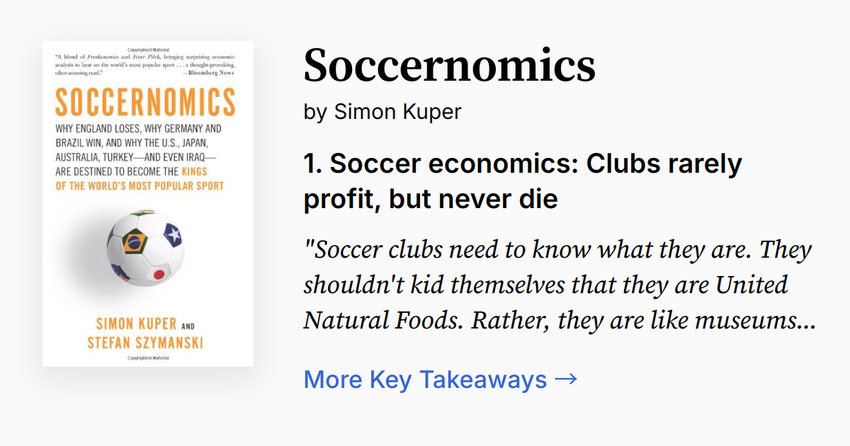 Soccernomics by Simon Kuper | Summary, Quotes, FAQ, Audio