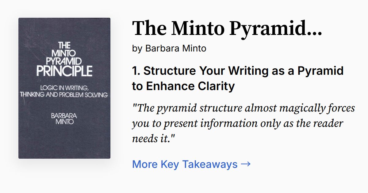 The Minto Pyramid Principle | Summary, Quotes, FAQ, Audio
