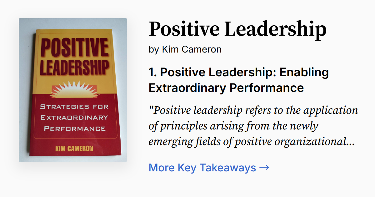 Positive Leadership | Summary, Audio, Quotes, FAQ