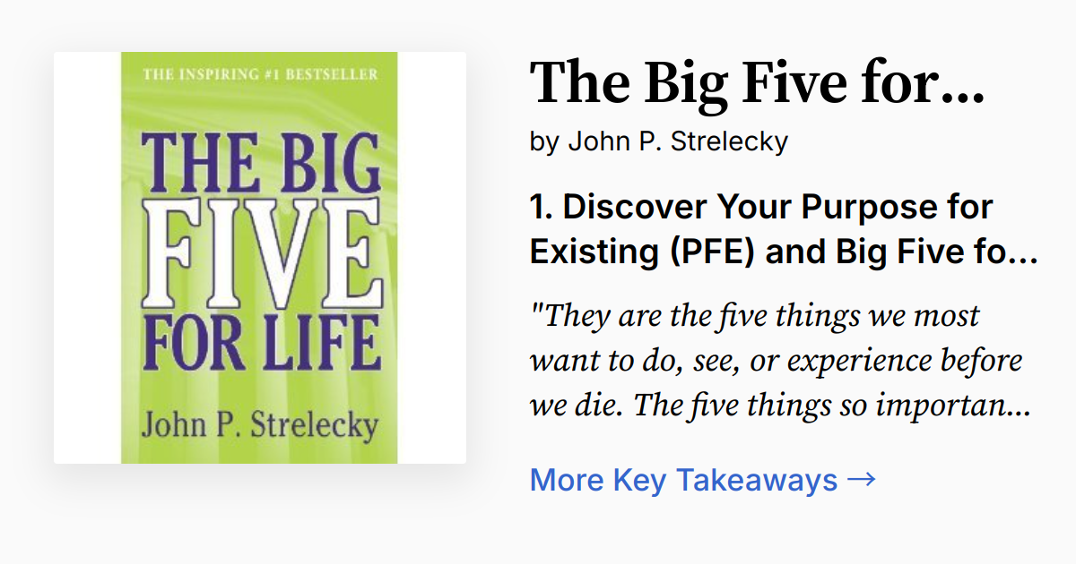 The Big Five for Life | Summary, Quotes, FAQ, Audio