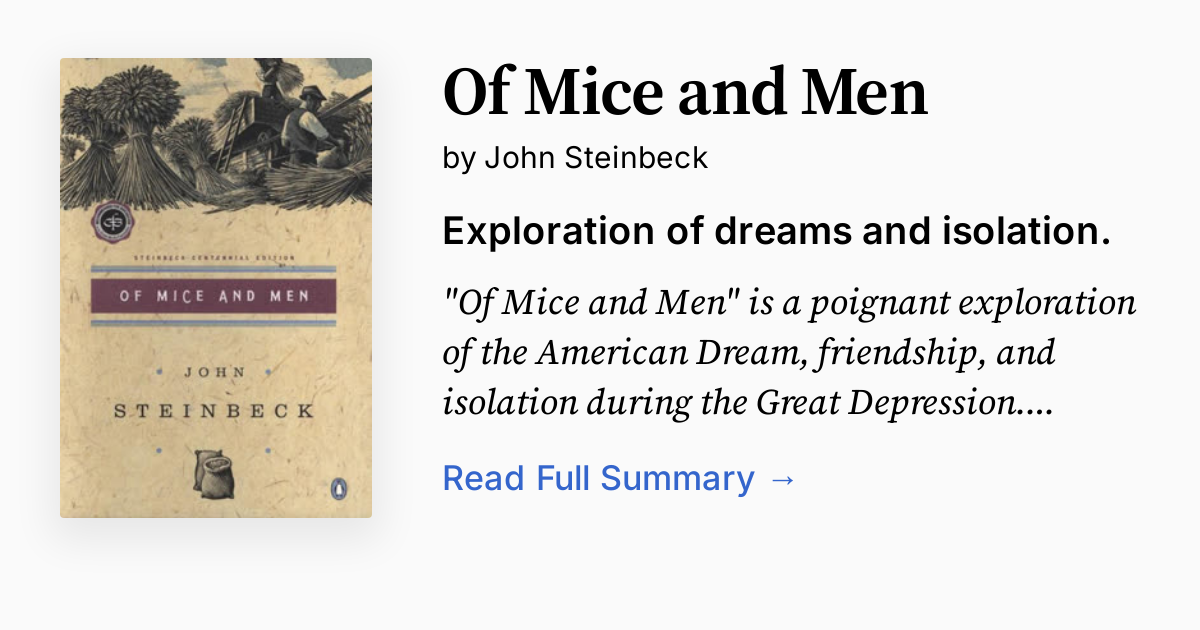 Of Mice and Men | Summary, Analysis, FAQ