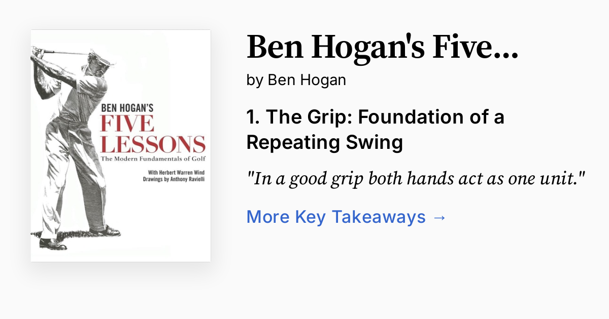 Ben Hogan's Five Lessons The Modern Fundamentals of Golf | Summary ...