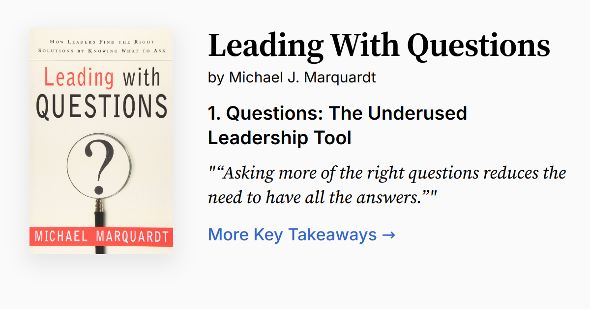 Leading With Questions | Summary, Audio, Quotes