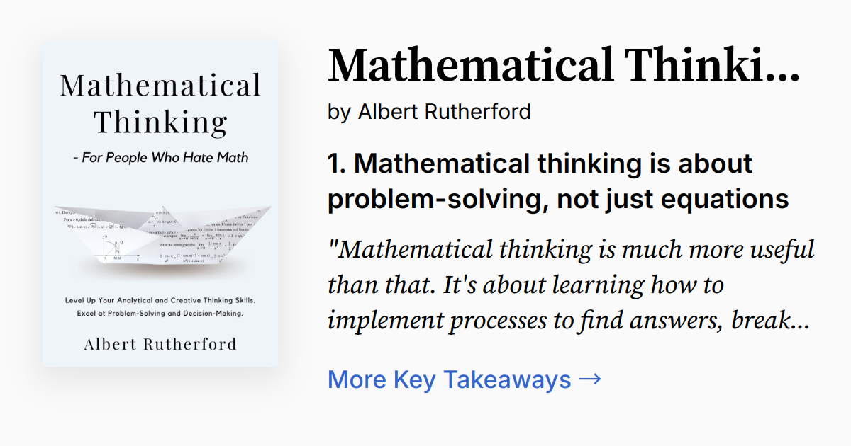 Mathematical Thinking - For People Who Hate Math | ملخص, Audio, Quotes, FAQ