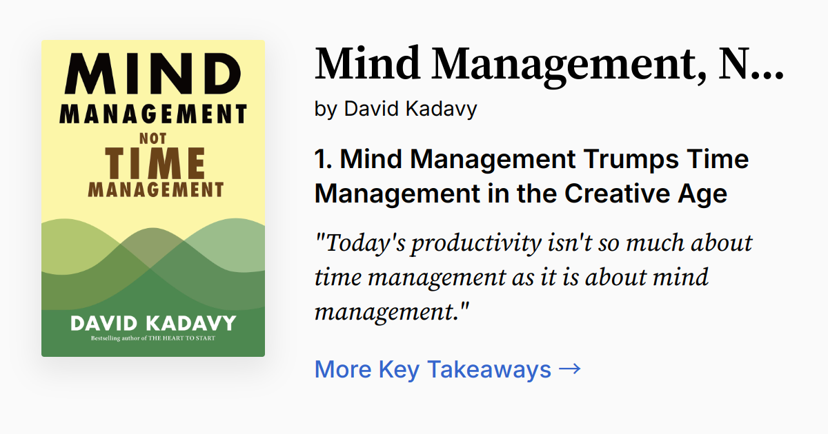 Mind Management, Not Time Management | Summary, Audio, Quotes, FAQ