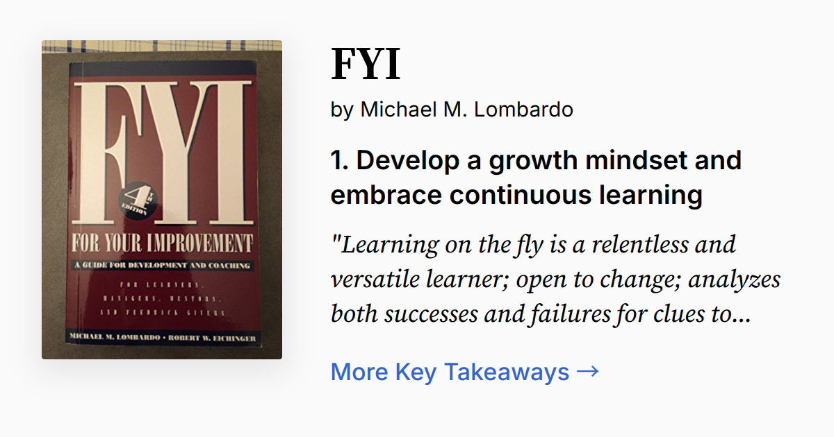 FYI by Michael M. Lombardo | Summary, Quotes, FAQ, Audio
