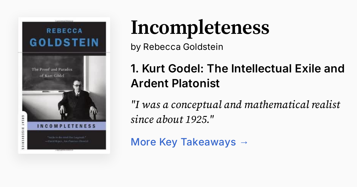 Incompleteness by Rebecca Goldstein | Summary, Quotes, Audio