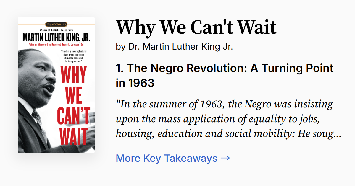 Why We Can't Wait | Summary, Audio, Quotes, FAQ