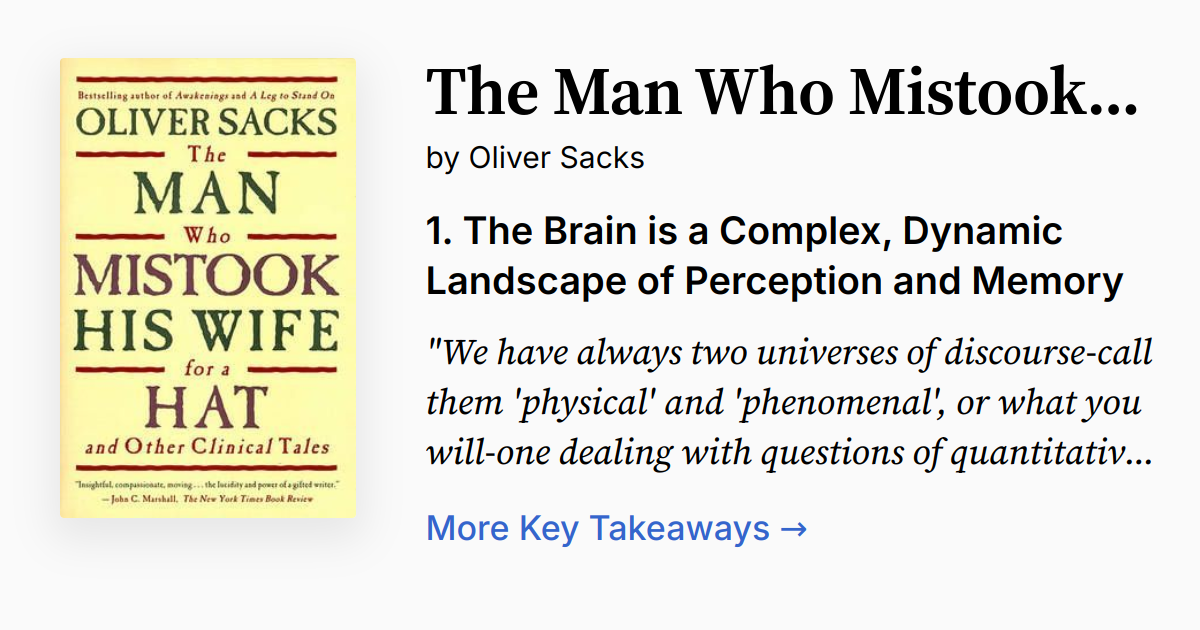 The Man Who Mistook His Wife for a Hat and Other Clinical Tales ...