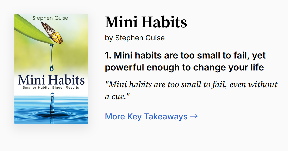 Mini Habits by Stephen Guise | Summary, Audio, Quotes, FAQ