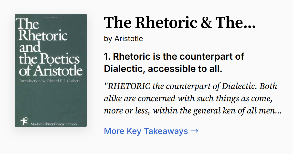 The Rhetoric & The Poetics of Aristotle | Summary, Quotes, FAQ, Audio