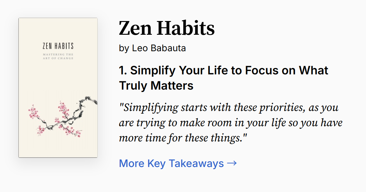 Zen Habits by Leo Babauta | Summary, Audio, Quotes, FAQ