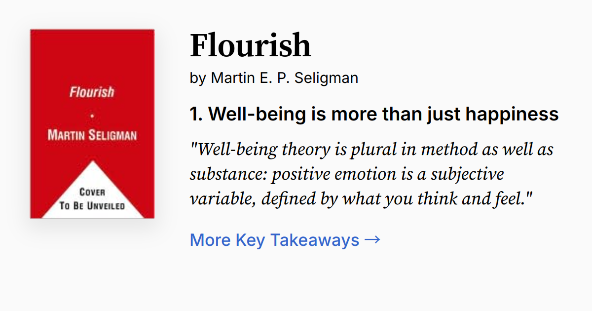 Flourish by Martin E.P. Seligman | Summary, Quotes, FAQ, Audio