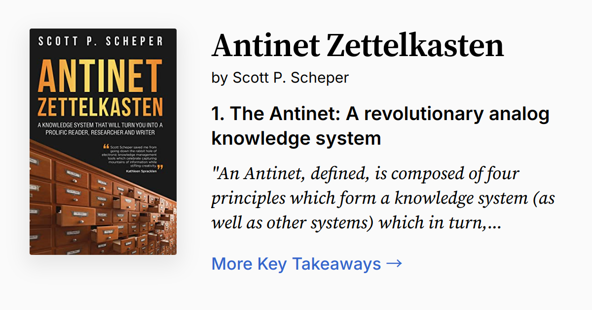Antinet Zettelkasten | Summary, Quotes, FAQ, Audio