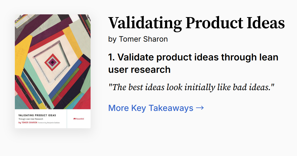 Validating Product Ideas | Summary, Quotes, FAQ, Audio