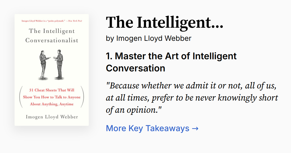 The Intelligent Conversationalist | Summary, Audio, Quotes, FAQ