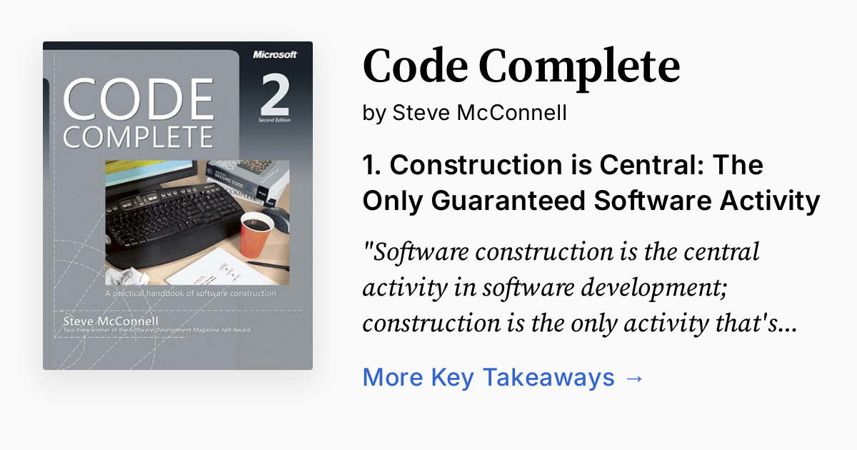 Code Complete by Steve McConnell | Summary, Quotes, FAQ, Audio