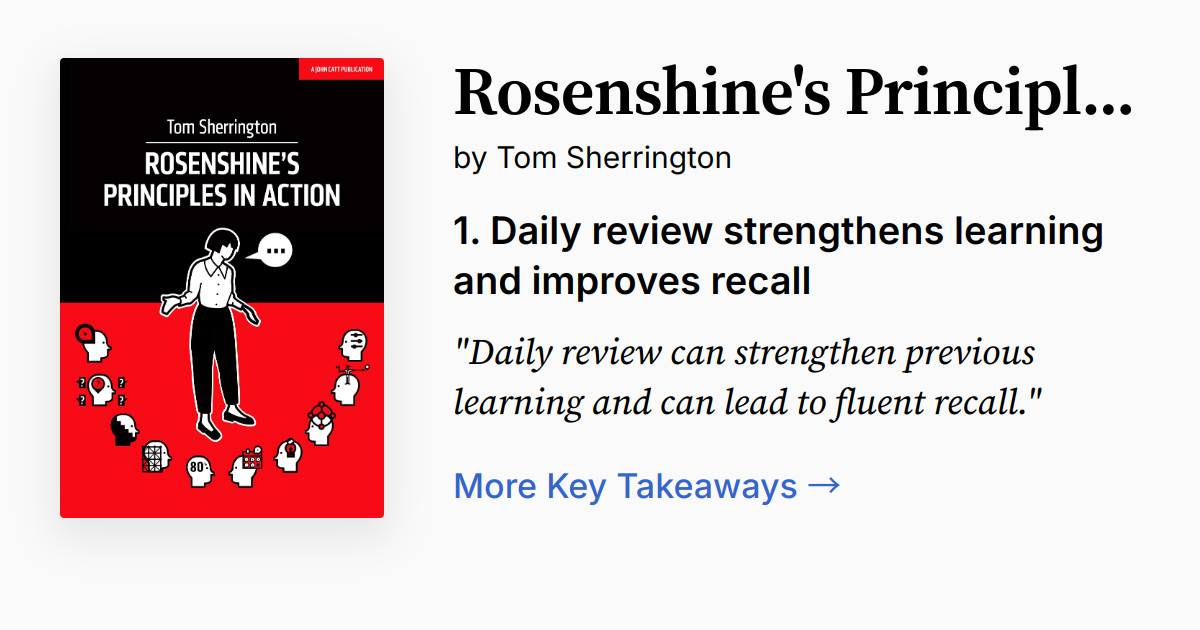 Rosenshine's Principles in Action | Summary, Quotes, FAQ, Audio