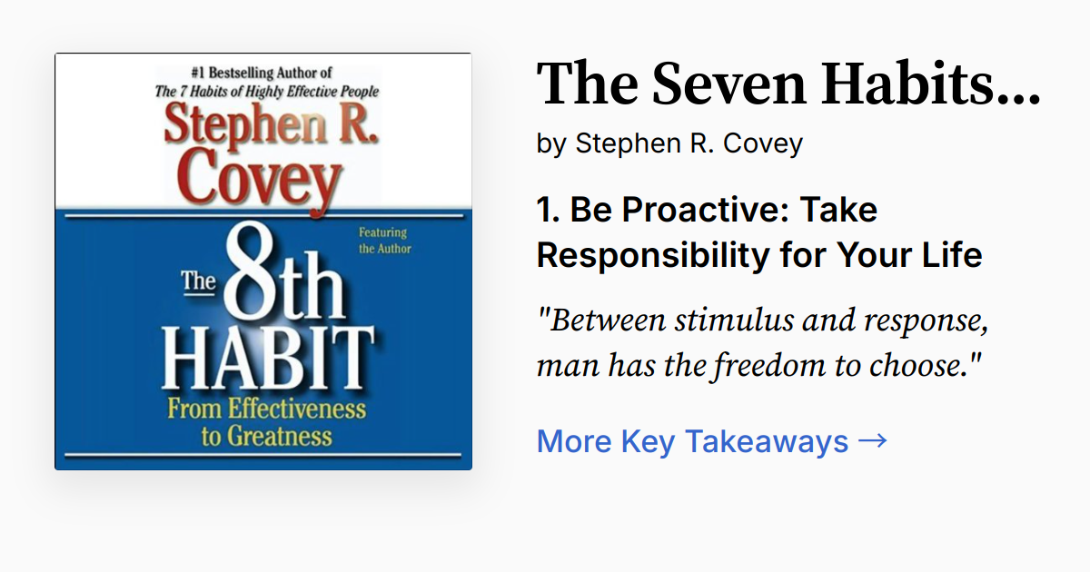 The Seven Habits Of Highly Effective People And The 8th Habit | Summary ...