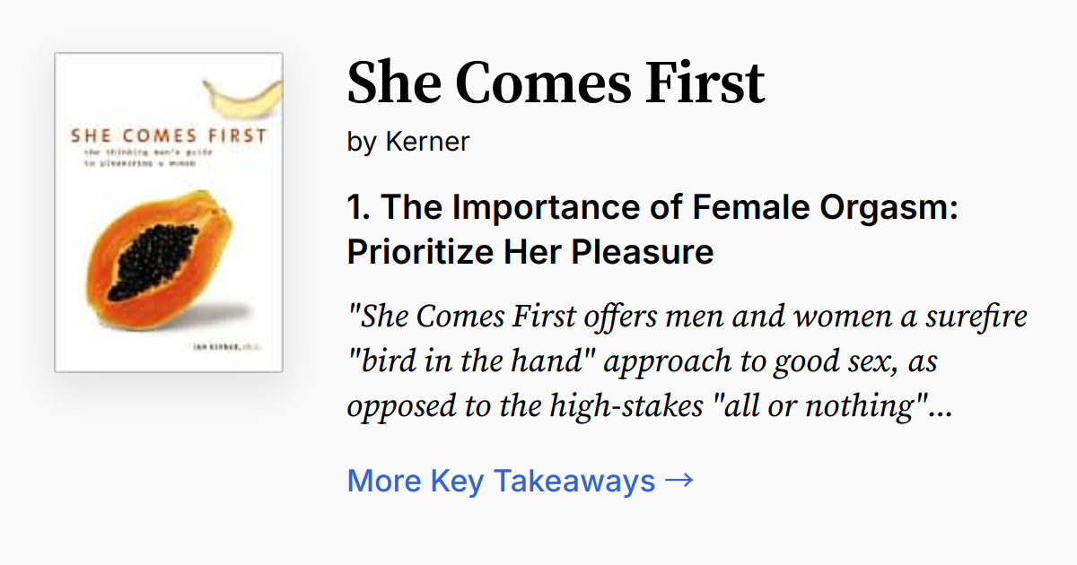 She Comes First | Resumen, Quotes, FAQ, Audio