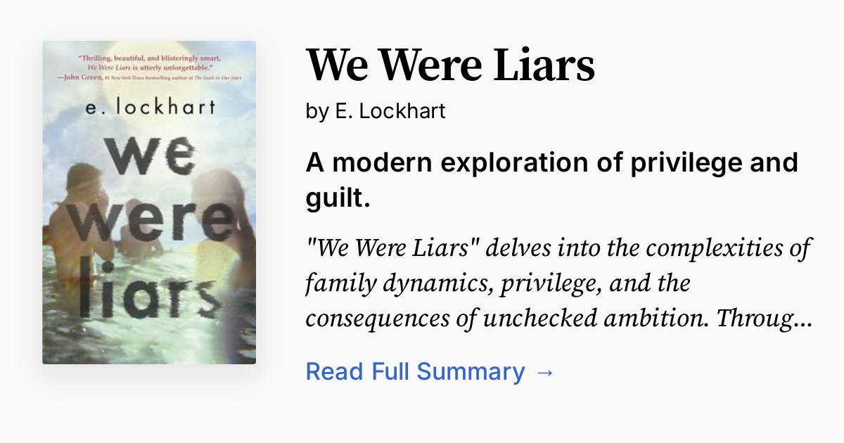 We Were Liars by E. Lockhart | Summary, Analysis, FAQ