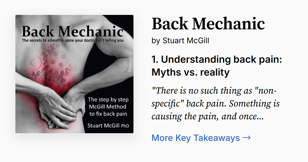 Back Mechanic by Stuart McGill | Summary, Quotes, FAQ, Audio