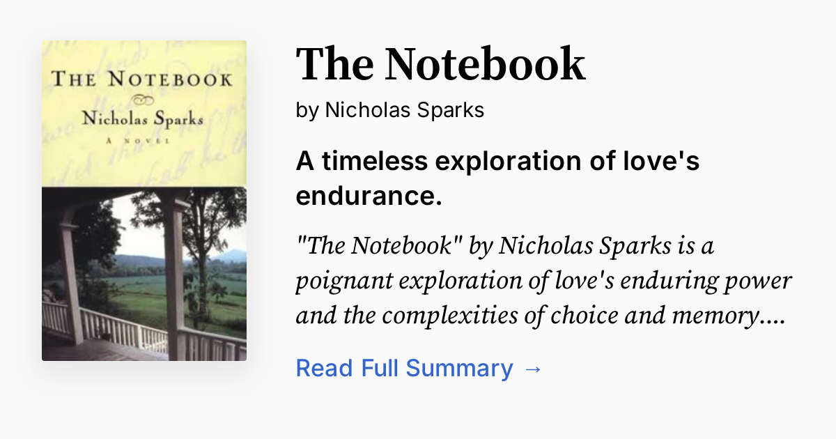 The Notebook by Nicholas Sparks | Summary, Audio, Analysis, FAQ