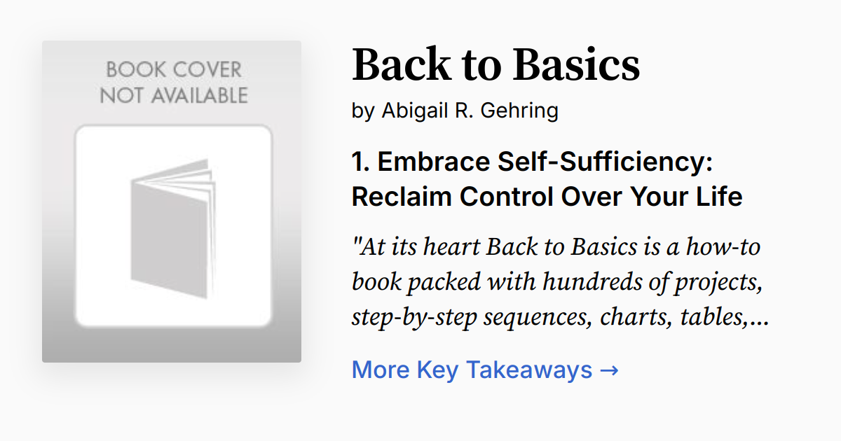 Back to Basics by Abigail R. Gehring | Summary, Audio, Quotes, FAQ