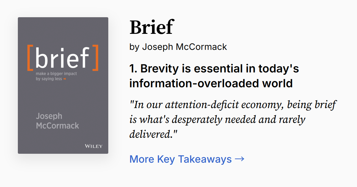 Brief by Joseph McCormack | Summary, Audio, Quotes, FAQ