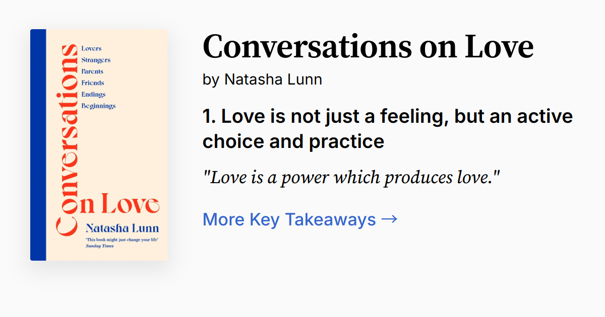 Conversations on Love | Summary, Audio, Quotes, FAQ