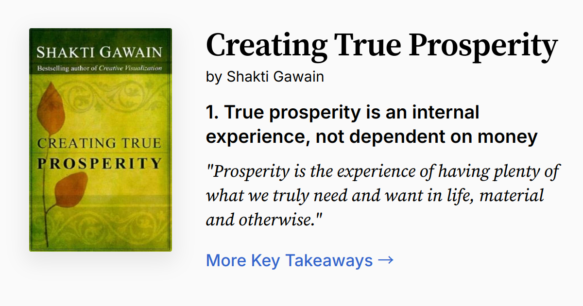 Creating True Prosperity | Summary, Audio, Quotes