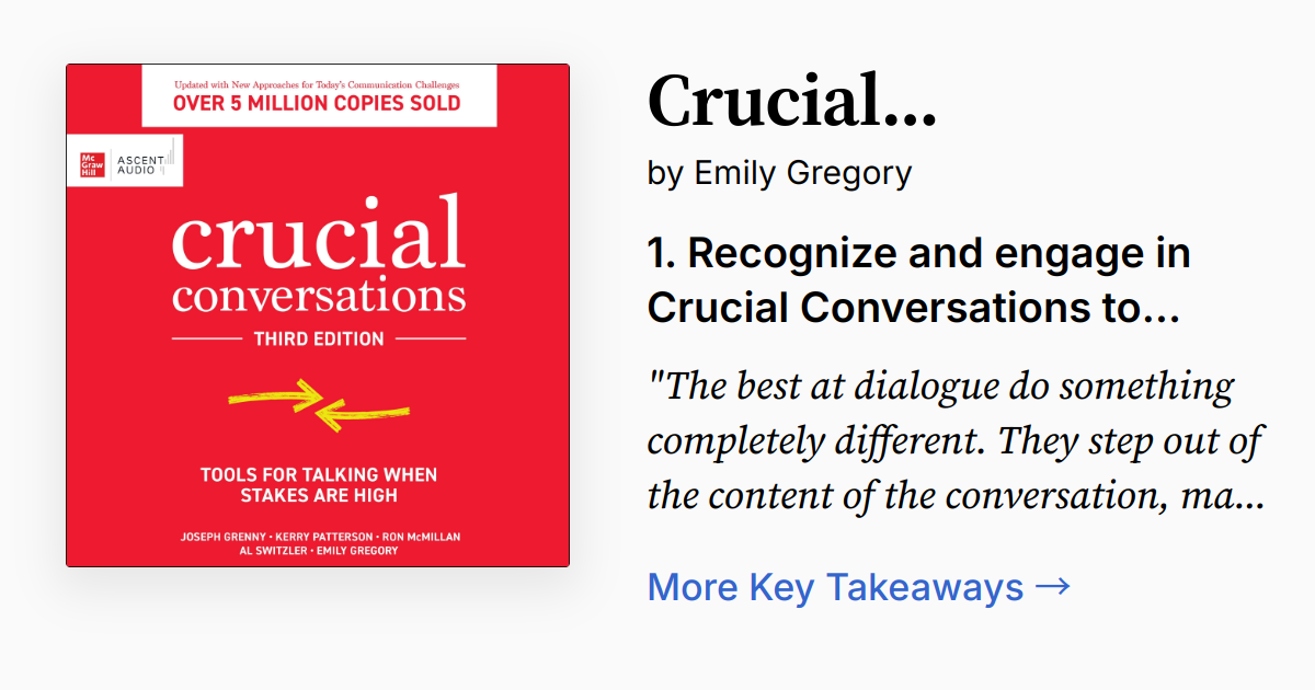Crucial Conversations | Summary, Quotes, FAQ, Audio