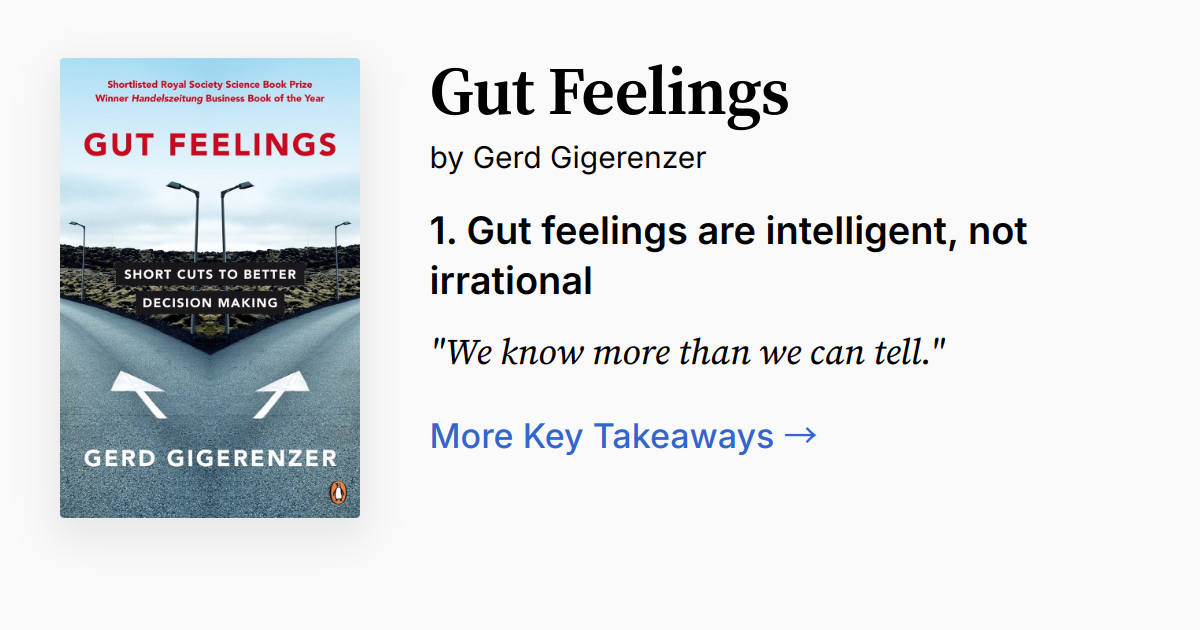 Gut Feelings by Gerd Gigerenzer | Summary, Audio, Quotes, FAQ