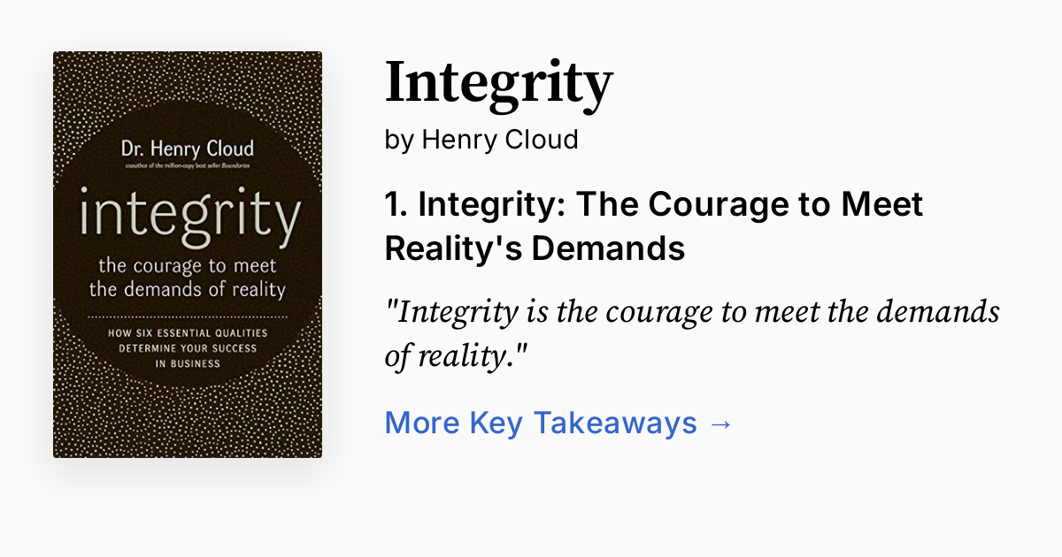 Integrity by Henry Cloud | Summary, Audio, Quotes, FAQ