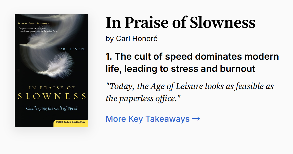 In Praise of Slowness | Summary, Quotes, FAQ, Audio