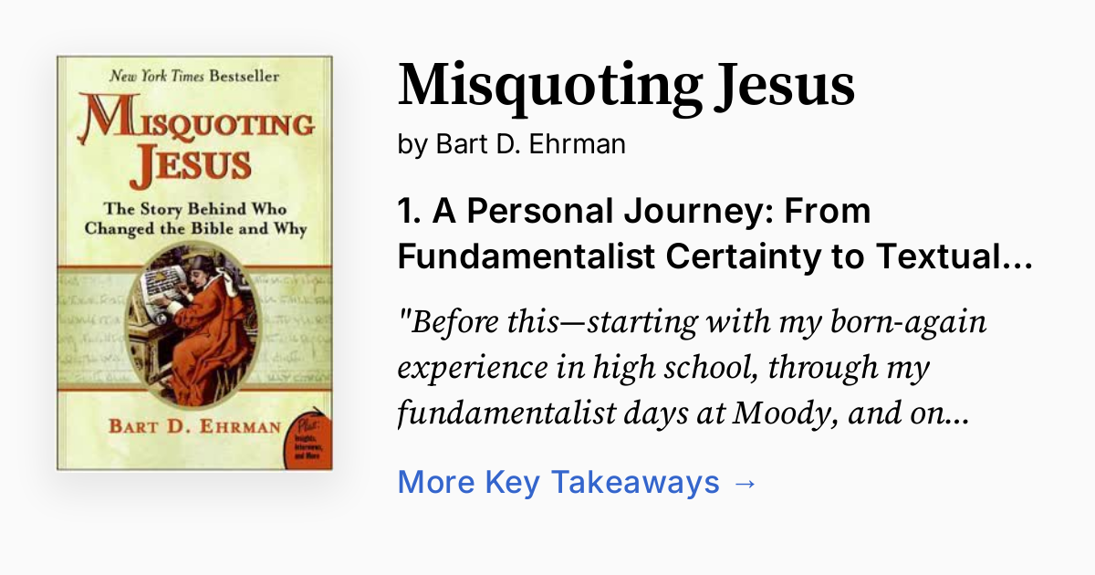 Misquoting Jesus | Summary, Quotes, FAQ, Audio