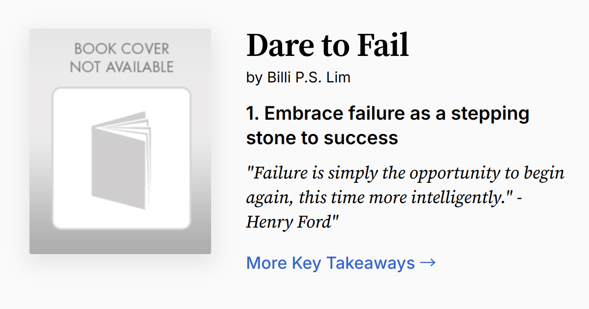 Dare to Fail by Billi P.S. Lim | Summary, Audio, Quotes
