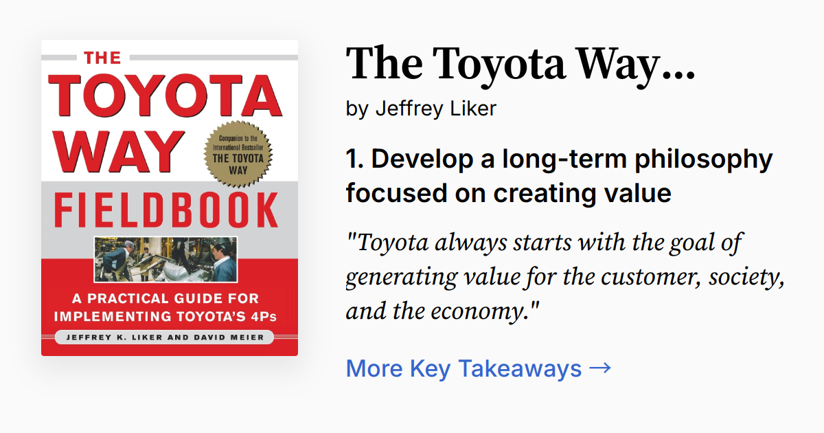 The Toyota Way Fieldbook | Summary, Audio, Quotes, FAQ