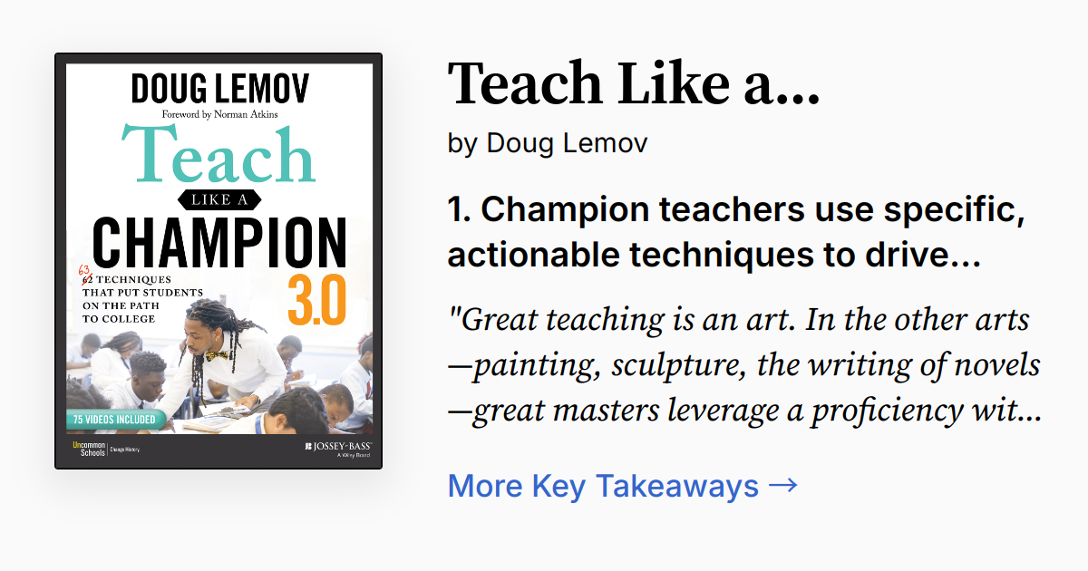 Teach Like a Champion 3.0 | Summary, Audio, Quotes, FAQ