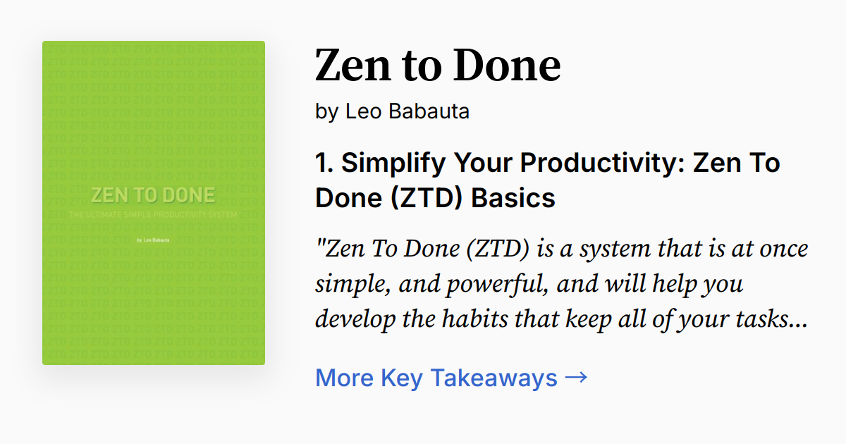 Zen to Done by Leo Babauta | Summary, Audio, Quotes, FAQ