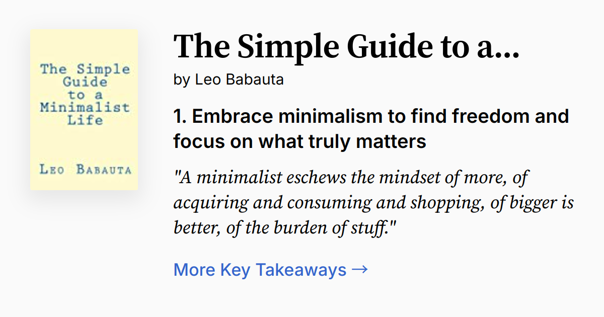 The Simple Guide to a Minimalist Life | Summary, Audio, Quotes, FAQ