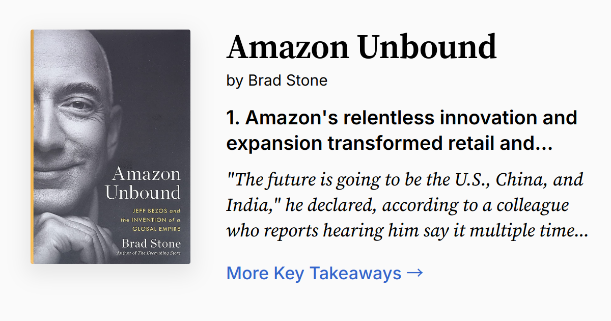 Amazon Unbound by Brad Stone | Summary, Audio, Quotes, FAQ