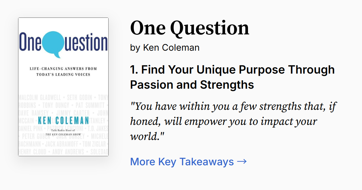 One Question by Ken Coleman | Summary, Audio, Quotes, FAQ